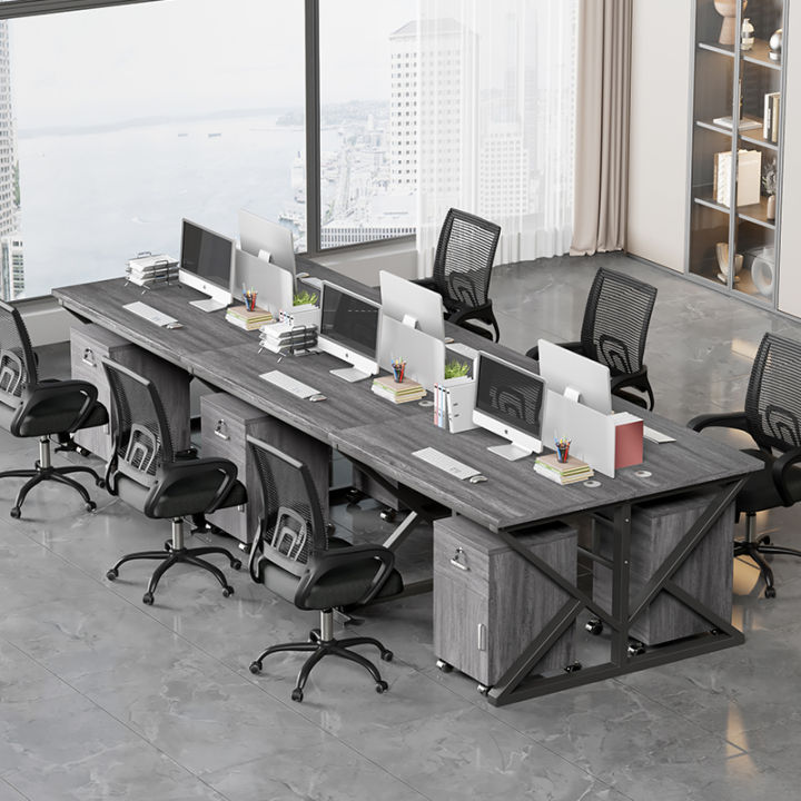Staff office desk and chair combination 4 4 6 six-person office ...