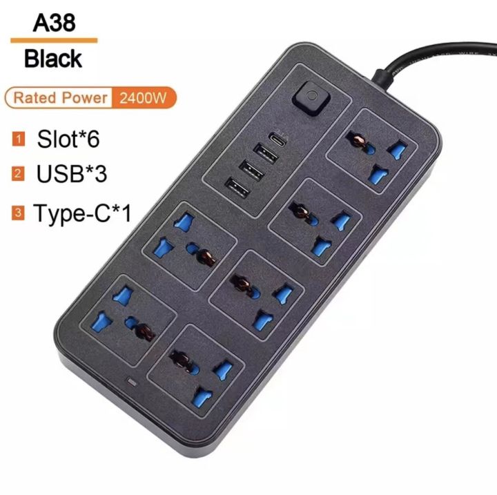 EU/UK/US Plug Power Strip 2M Extension Cable Electrical Socket Adapter ...