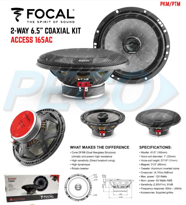 FOCAL Access 6.5 Inch 2 Way Coaxial Speaker **165AC** | Lazada