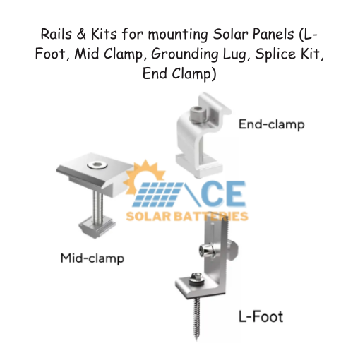 Rails & Kits for mounting Solar Panels (L-Foot, Mid Clamp, Grounding ...