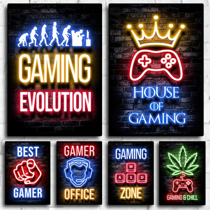 80s SynthWave Nordic Gaming Gamer Quotes Posters Aesthetic Canvas ...