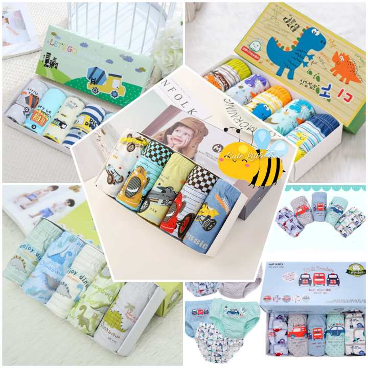 🇲🇾Ready Stock 5pcs Kids Children Underwear Baby Boy Innerwear 100% ...