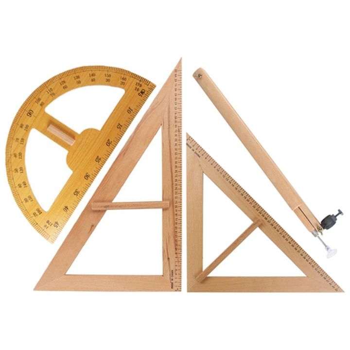 (JDBX) Wood Maths Geometry Set,Compass, Triangle Ruler Stationery for ...