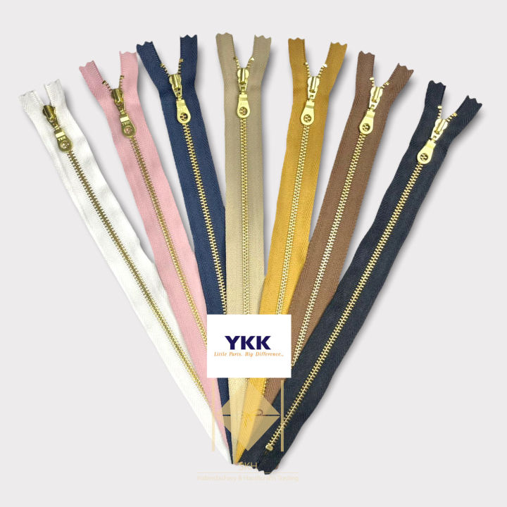 YKK Closed-End 3# Auto Lock Gold Teeth Zipper 10" - Bowl Head / YKK Zip Besi Gigi Emas 3# 10 ...