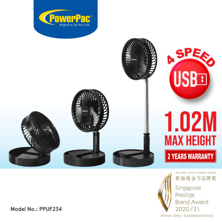 PowerPac USB Fan, Stand Fan, Rechargeable Stand Fan, DC Stand Fan with ...