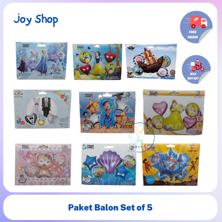 Balon Foil Karakter Set isi 5 Frozen Toy Story Snow White Princess ...