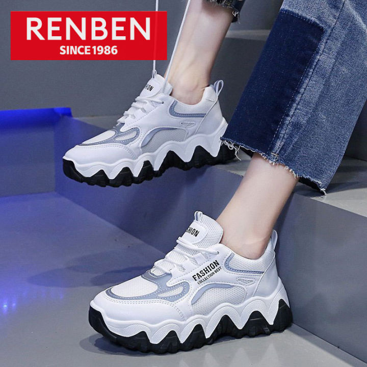 RENBEN รองเท้าผ้าใบ รองเท้าหญิง เสริมส้นดูผอม รองเท้ากีฬาแบบใหม่ปี รองเท้ามัฟฟินเสริมส้น รองเท้า ...