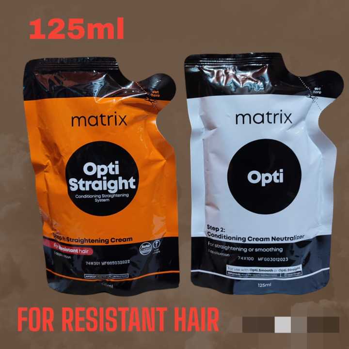 Matrix Opti Straight For Resistant Hair Kemasan 125ml Step 1 Dan 2 ...