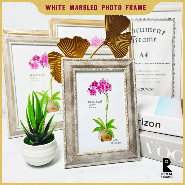 [White Marbled Border] [Random Color] Photo Picture Frame All Sizes ...