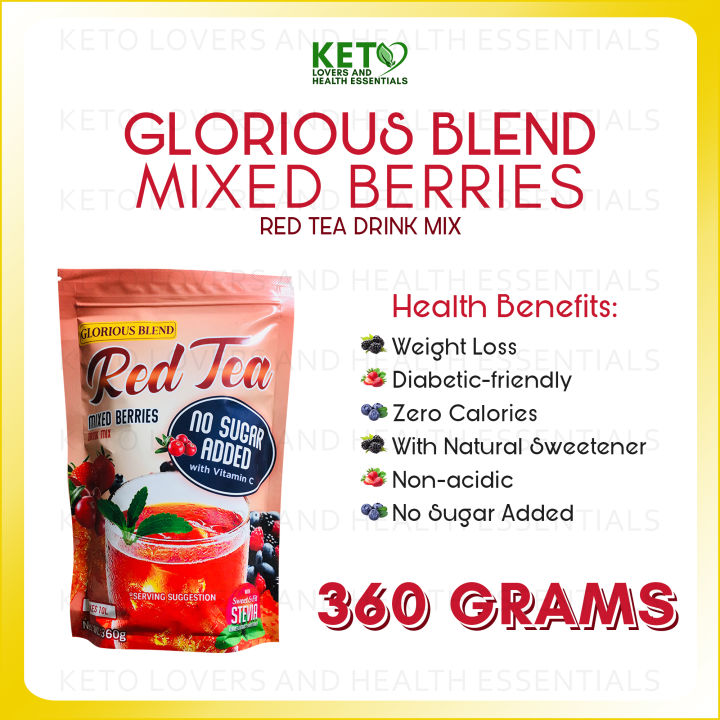 Glorious Blend Red Tea with Mixed Berries 360g Stevia Extract and Vitamin C, Non Acidic, No ...