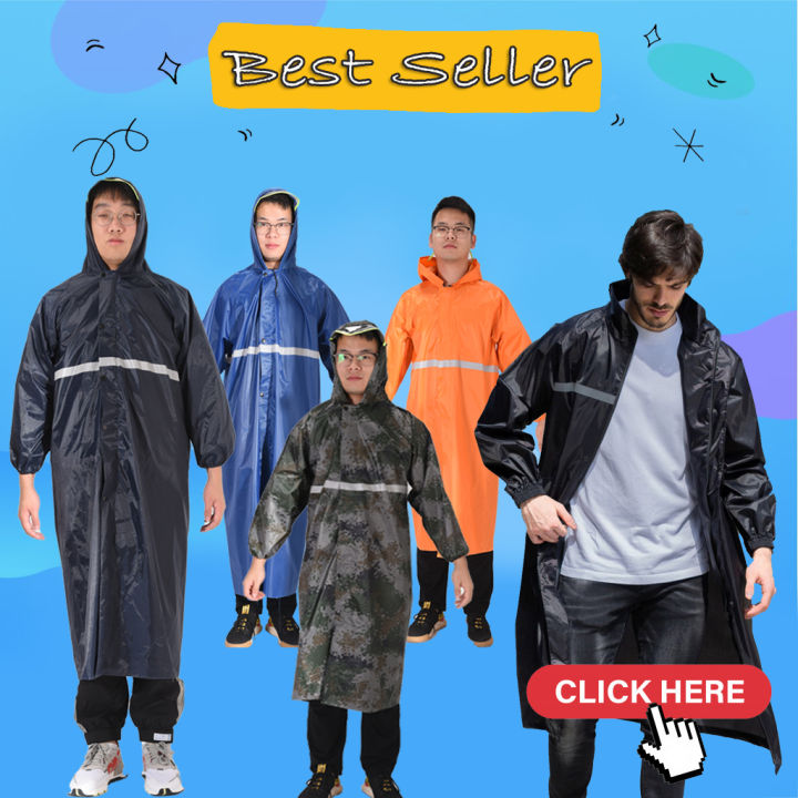Premium Baju Hujan Panjang dengan Zip & Butang Sinthong | Lazada