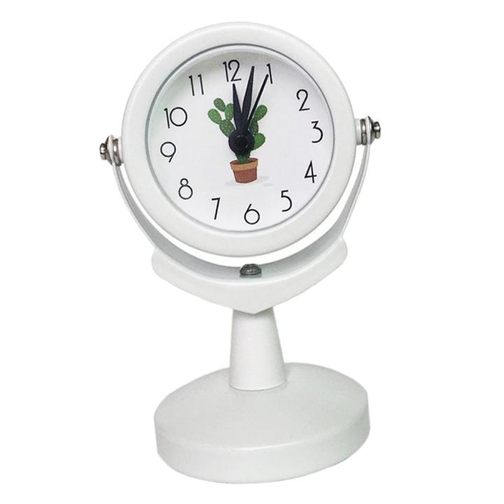 WDClever Small Round Stand Clock Table Clock Time Watch Shelf Non ...