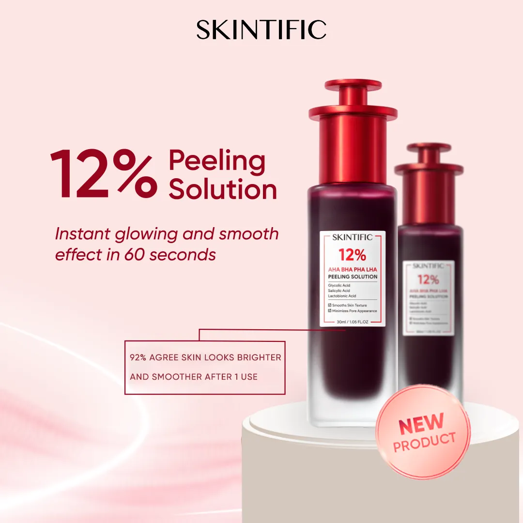 SKINTIFIC 12% AHA BHA PHA LHA Peeling Solution Serum 30ml Whitening ...