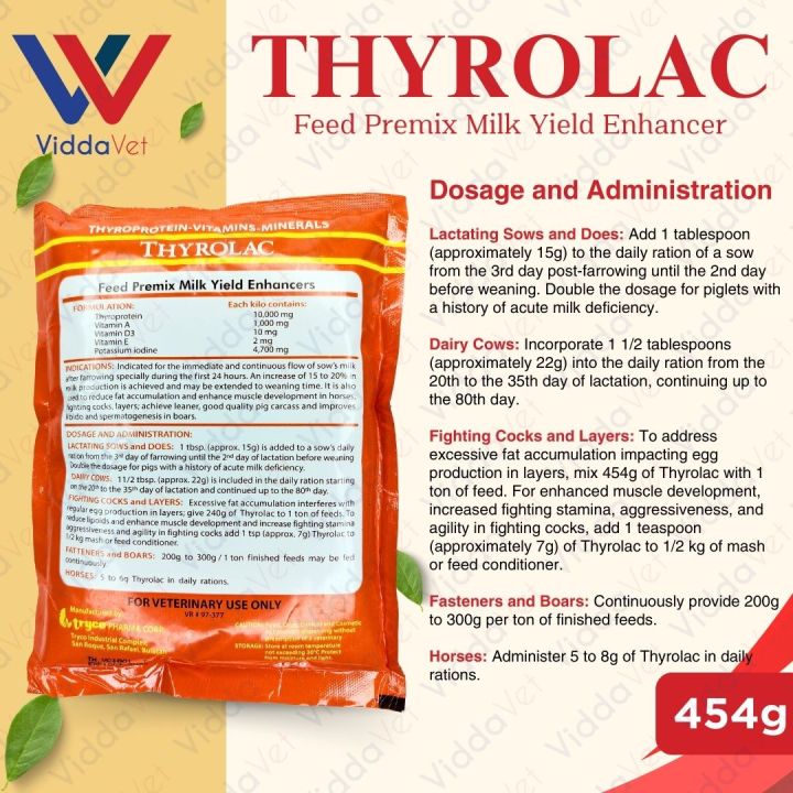 454g Thyrolac Feed Premix Milk Yield Enhancer for pigs, cattle, goats ...