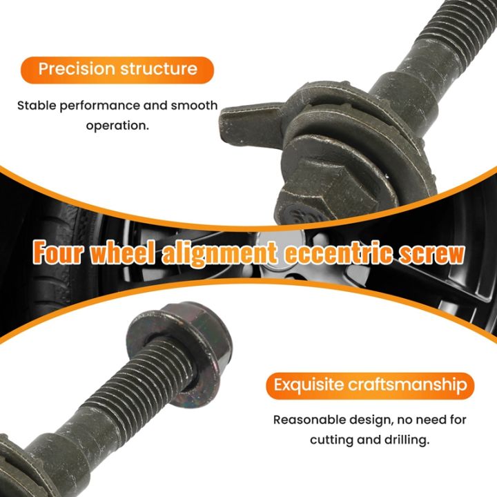 4Pcs 14Mm Steel Car Four Wheel Alignment Adjustable Camber Bolts 10.9 ...