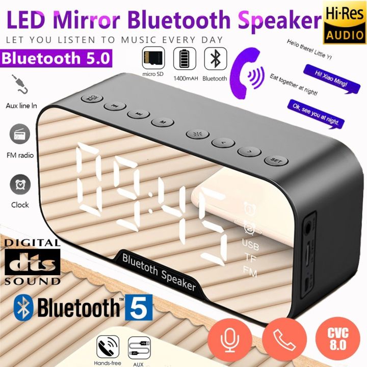 Bluetooth Speaker Mirror Clock Speaker Portable Wireless Speakers With ...