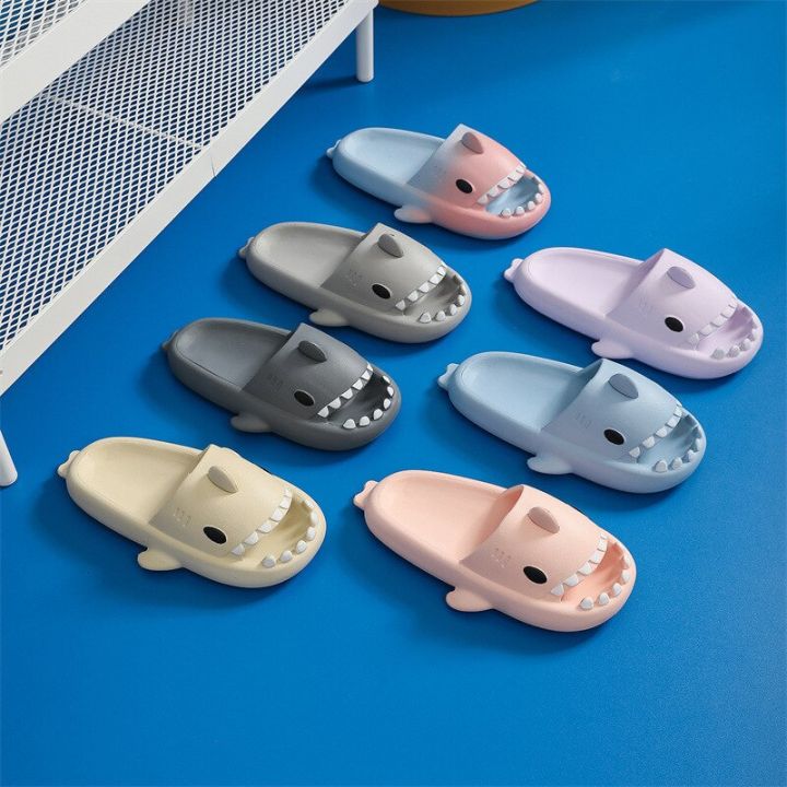 Ready Stock-Cute Shark Slippers Platform Women Men Indoor Bathroom ...