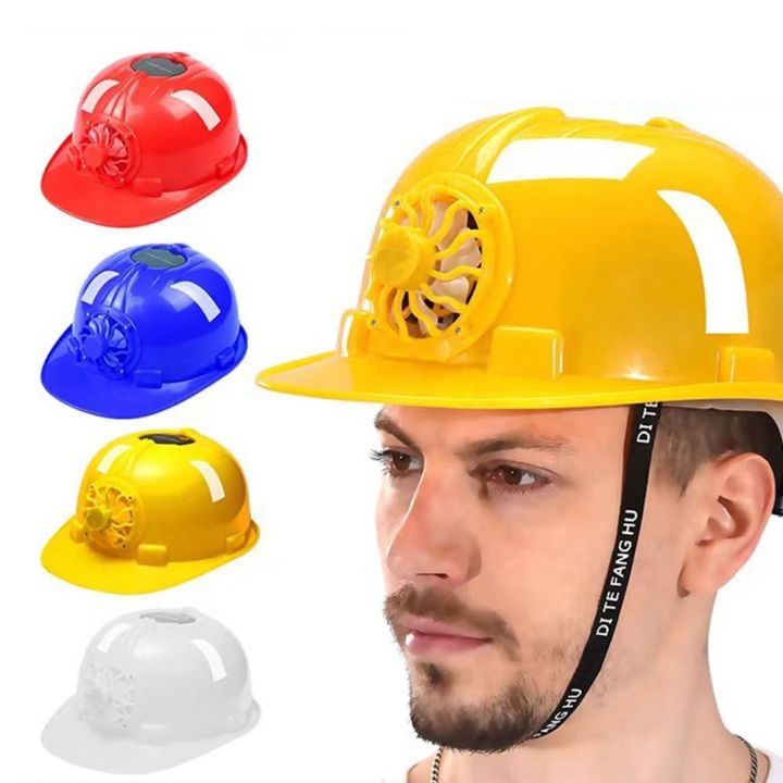 RBJ4 Solar Power Fan Helmet With Cooling Fan Adjustable Fan Safety ...