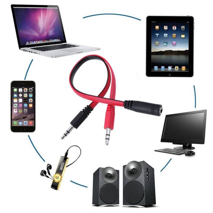 COD 3.5mm Plug Y Cable Splitter 1 Female To 2 Male Stereo adapter for ...