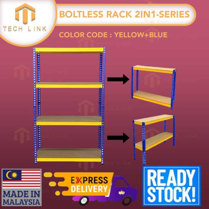 Boltless Rack with Fibreboard Shelf - 300mm x 900mm x 1500mm - Yellow ...