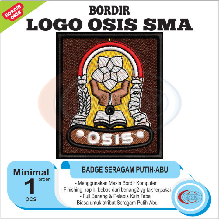 Bordir Komputer Badge / Bed Logo OSIS SMA SMU Atribut Seragam Sekolah ...