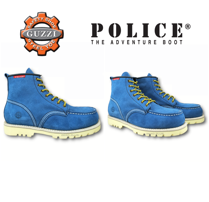 POLICE. 7" Safety Boot Shoe With Steel Toe Steel Plate Genuine Suede ...
