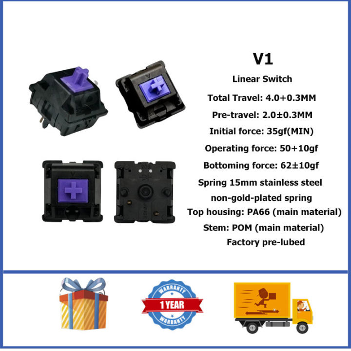 Vertex V1 Mechanical Keyboard Switch Linear 5-Pin Keyboard Switch 70/90 ...