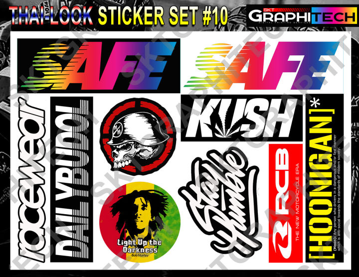 ASSORTED THAI-LOOK STICKER SET A4 SIZE FOR MOTORCYCLE/CAR WATERPROOF ...