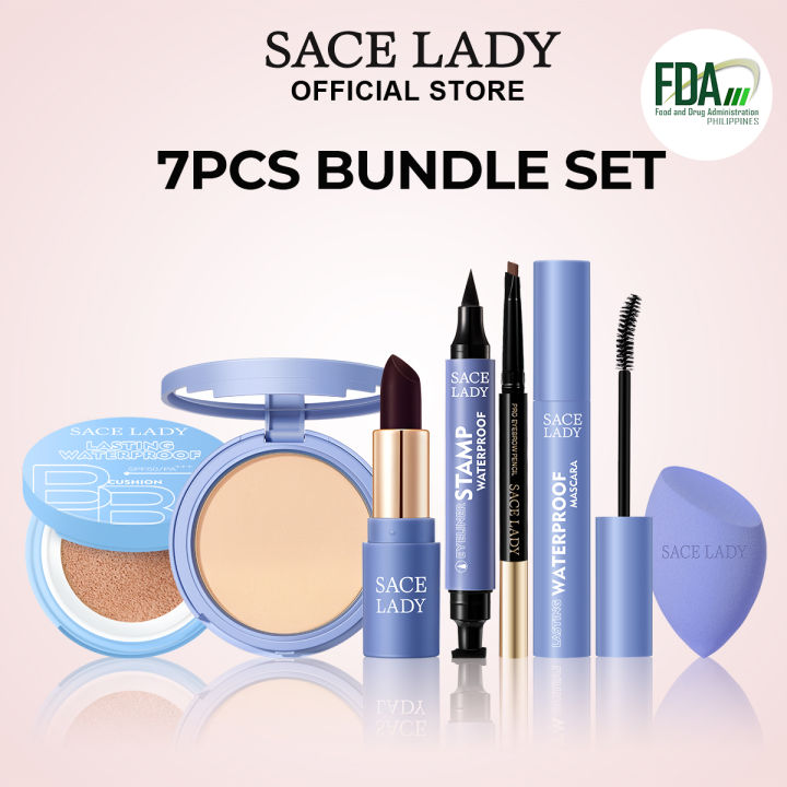SACE LADY 7Pcs Makeup Set Waterproof Mascara +Setting Powder +BB ...