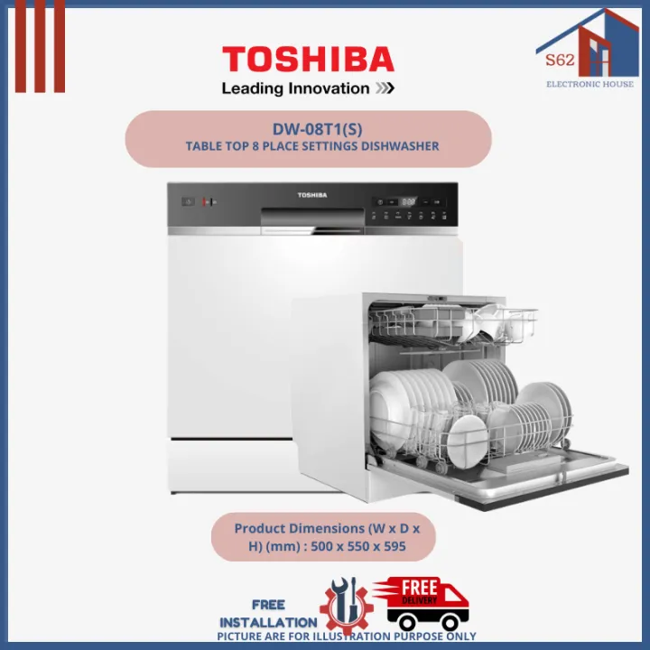 TOSHIBA TABLE TOP DW-08T1(S) DISHWASHER Hygiene Matters - Sliver - 2 ...