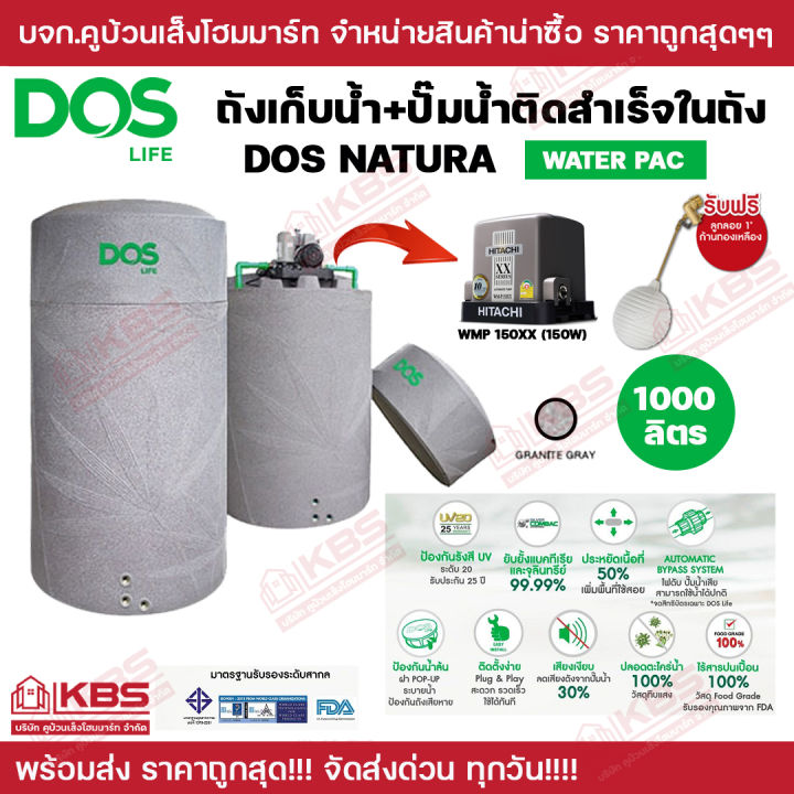 ถังเก็บน้ำ ถังน้ำ DOS รุ่น NATURA WATER PAC ขนาด 1000 ลิตรพร้อมปั๊มนํ้า ...