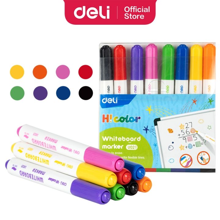 Deli Marker Pen Whiteboard Marker Multiple Colors 8 Colors in One Set ...