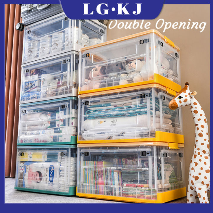 Collapsible Storage cabinet with Side doors Storage Box with Cover M ...