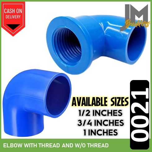 JM H-0021 | Blue PVC Fittings 1/2" | 3/4" | 1" | PVC ELBOW WITH THREAD ...