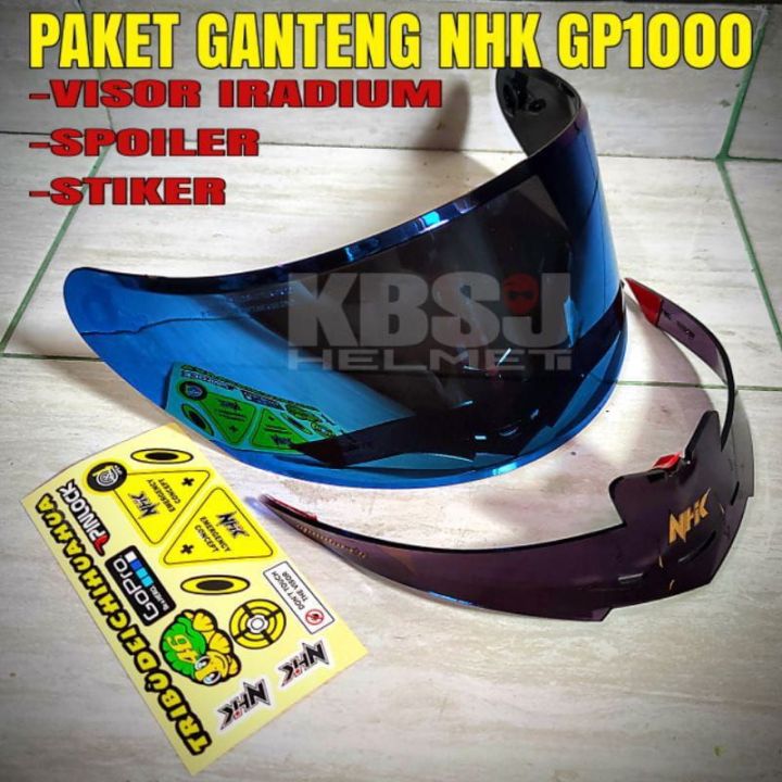 COD | Paket flat visor NHK Gp1000 iridium + spoiler NHK gp1000+ sticker husus NHK GP 1000 ...