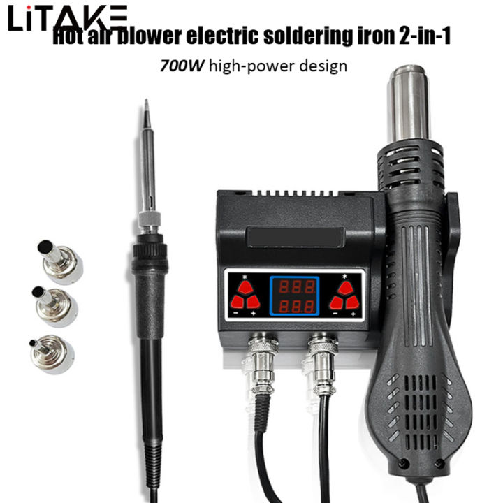 Rework Soldering Station, 2-in-1 Hot Air Solder Iron Station, Hot Air ...
