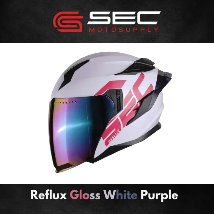 Sec Half Face Helmet For Motorcycle | Reflux White Purple (M, L , XL ...