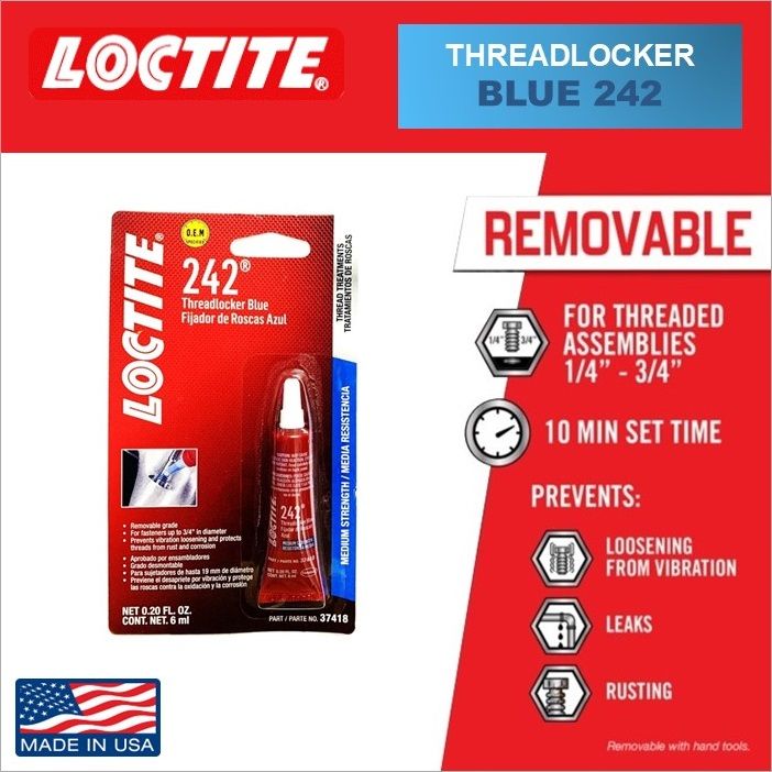 Loctite Threadlocker Blue 242 Nut And Bolt Locker, .20 fl. oz. (6ml ...