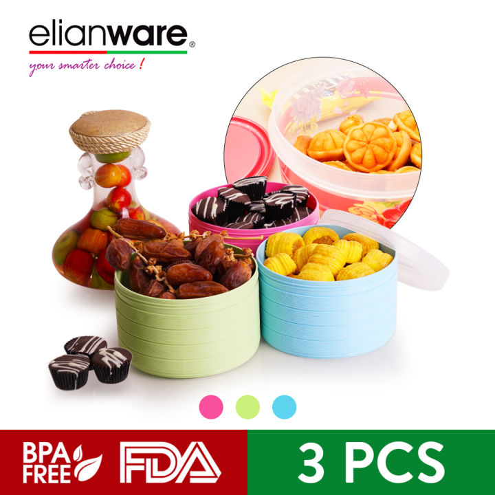 Elianware 800ml Colourful Round Food Container Candy Snacks Food ...