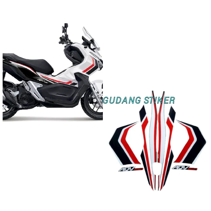 STIKER STRIPING LIS BODY MOTOR HONDA ADV 150 2020 CBS PUTIH HITAM MERAH ...