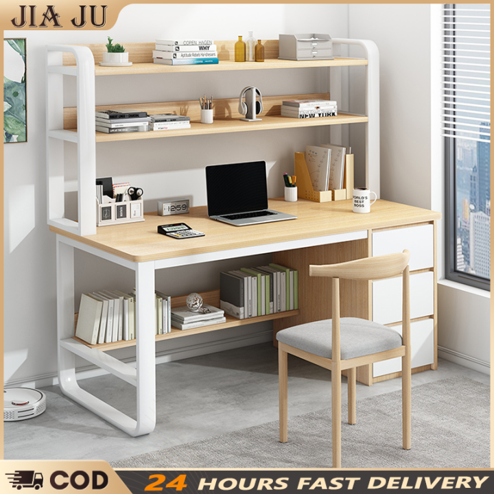 JIAJU Computer Table with Book Shelf Meja Belajar Student Study Desk ...