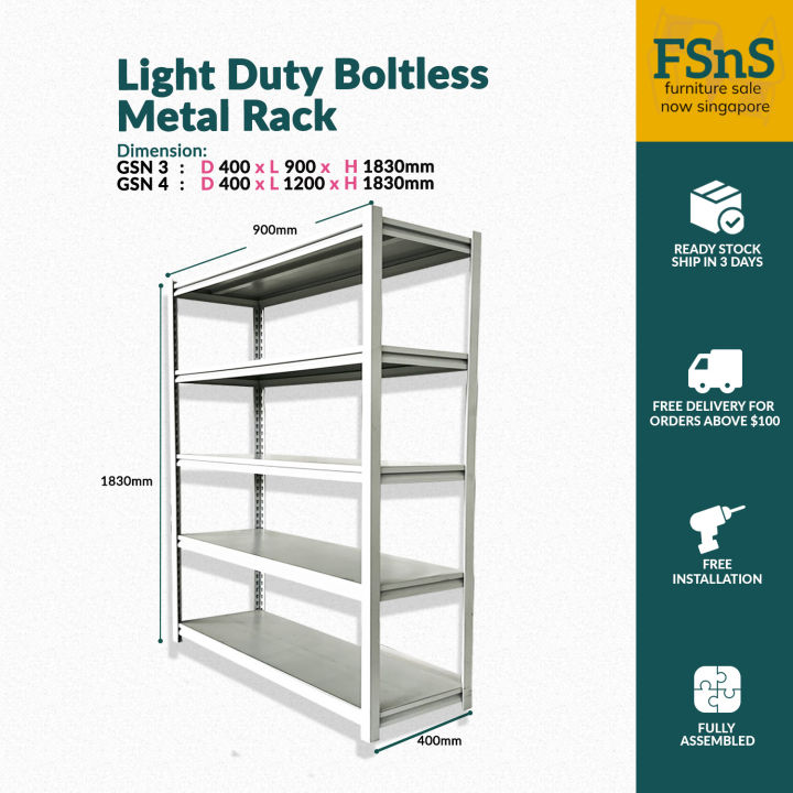 SG Ready Stock Light duty Boltless Metal Racking / Office Furniture ...