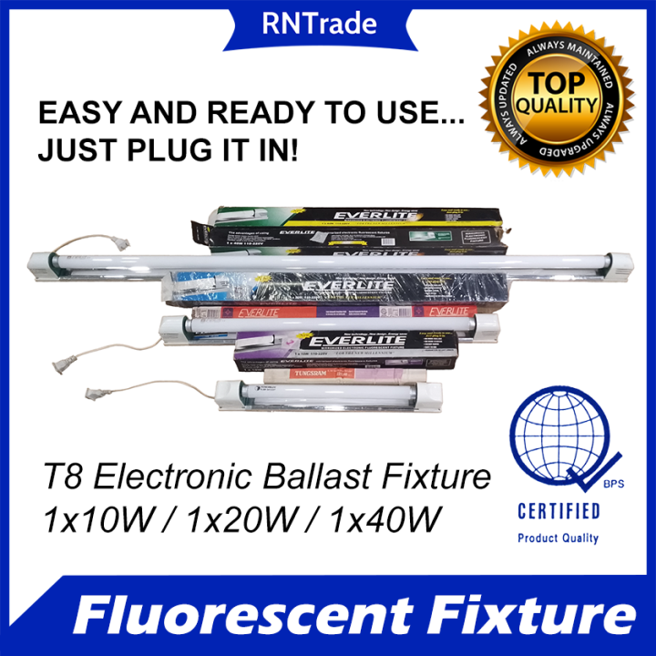 ELECTRONIC FLUORESCENT FIXTURE with plug and Fluorescent Tube ...