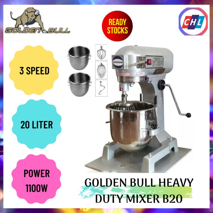 GOLDEN BULL (FREE S/STEEL BOWL X2) 20L (3KG)HEAVY DUTY STAND MIXER B20 | Lazada