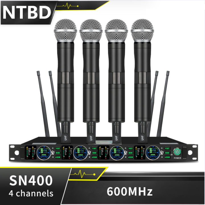NTBD SN400 Professional UHF Wireless Microphone System 4 Channels 4 ...