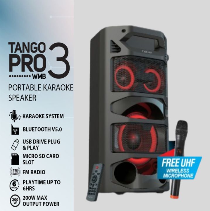 Vinnfier VF Tango Pro 3 WMB 2023 Portable Karaoke Bluetooth Speaker with Wireless Microphones ...