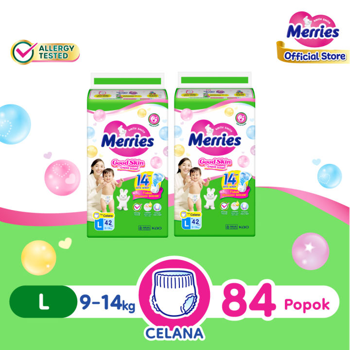 Merries Popok Bayi Good Skin Pants L42 x2 (9-14kg) isi 84 pcs | Lazada ...