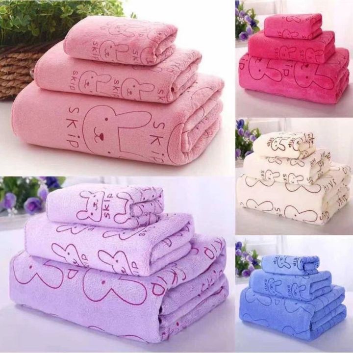 3in1 Microfiber Towel Set(100% cotton) bath towel Oversep | Lazada PH