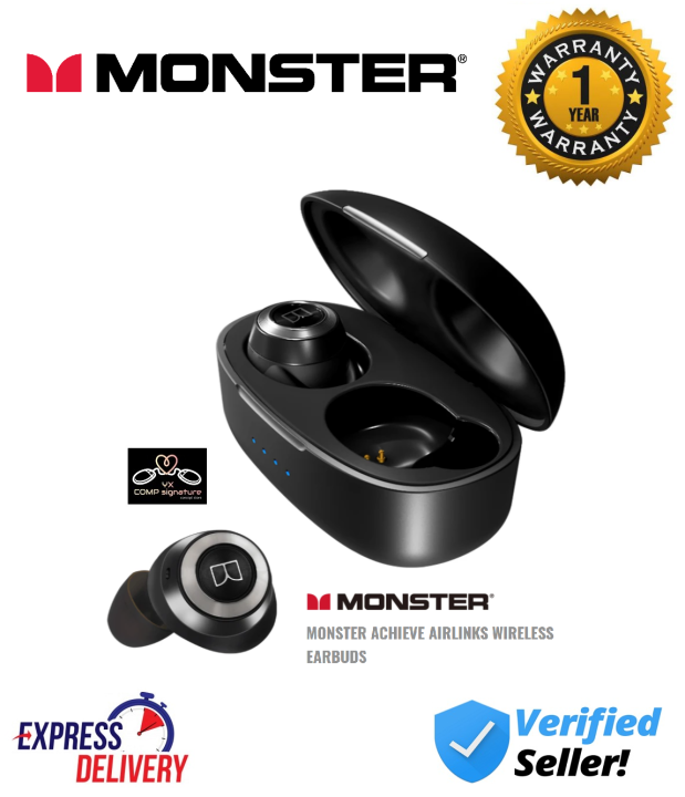 Monster Achieve 100 - AirLinks True Wireless Earbuds Black | Lazada