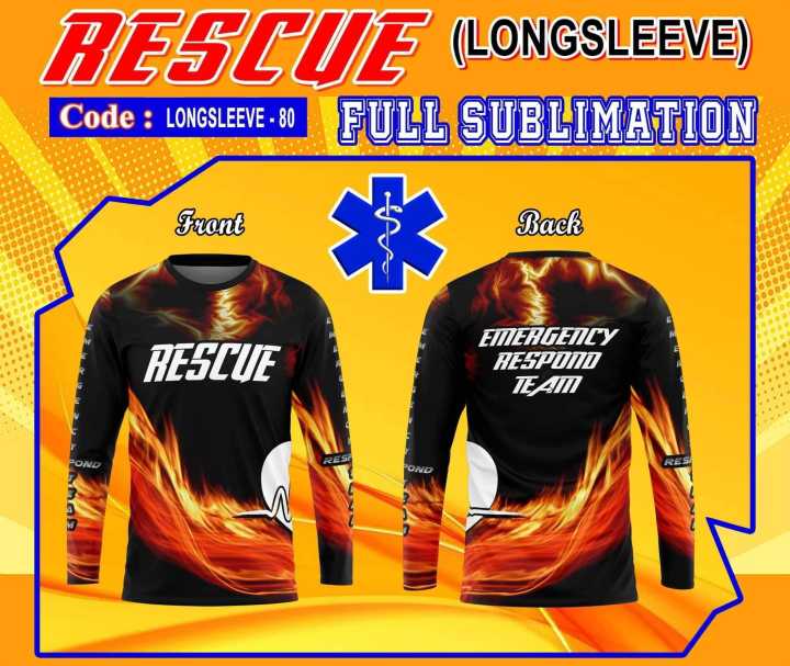 RESCUE Team Long sleeves T-shirt full sublimated Long sleeves tshirt ...